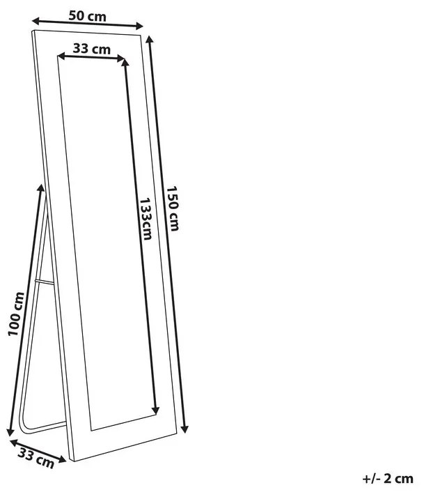 Sametové stojací zrcadlo 50 x 150 cm růžové LAUTREC  Beliani