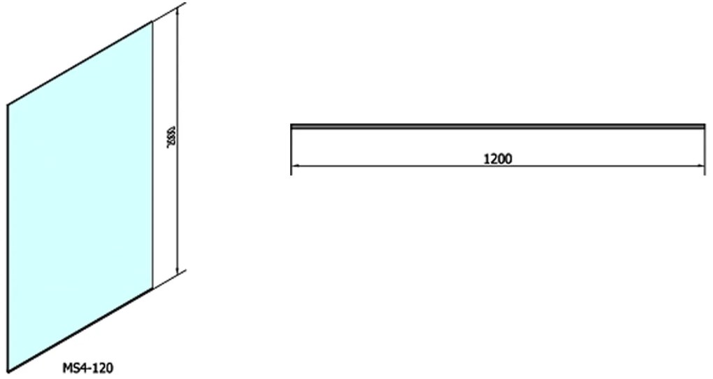 Polysan, MODULAR SHOWER stěna WALK-IN, jednodílná, 1200 mm, MS4-120