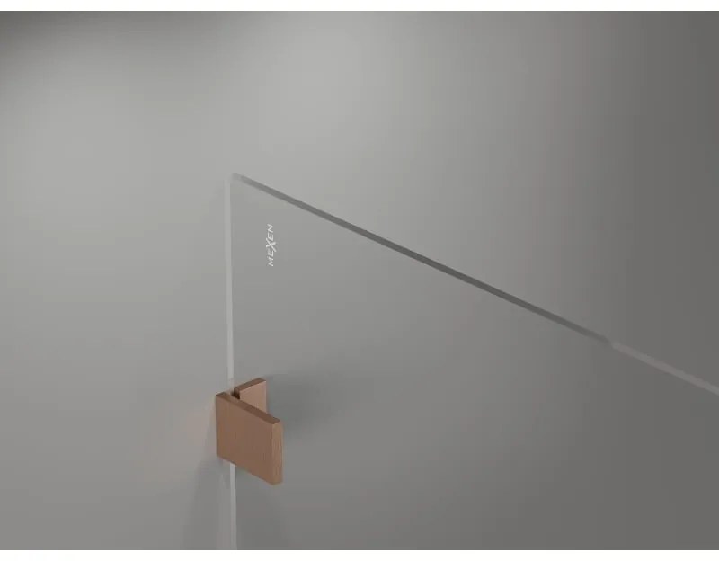 Mexen Lunar sprchová stěna levá 120 x 200 cm, 8mm čiré sklo, měděná matná, 830-120-000-65-00-L