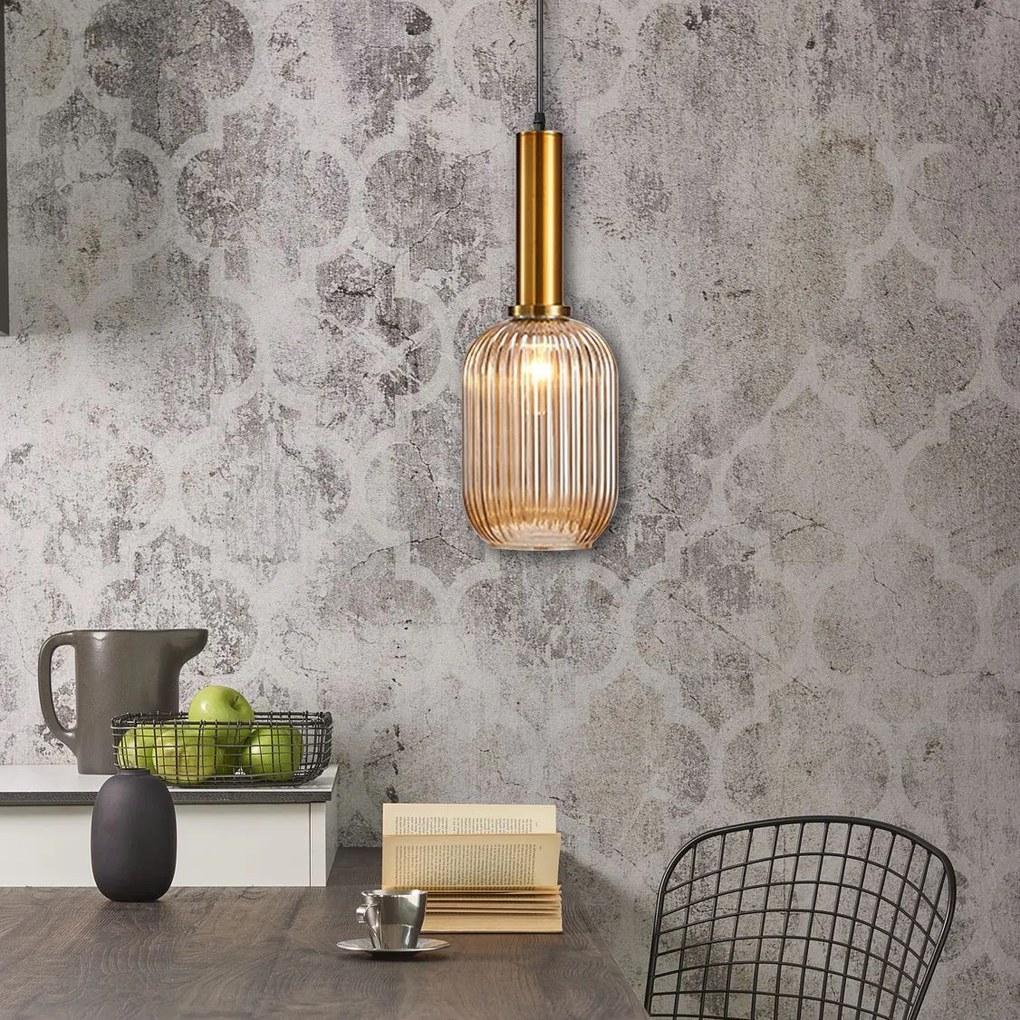 Toolight - skleněná stropní svítilna Amber APP458-1CP, oranžová, OSW-00588