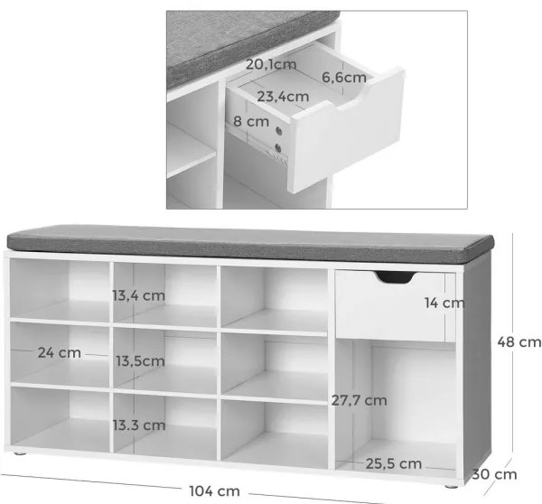 Botník VOREN bílá/šedá