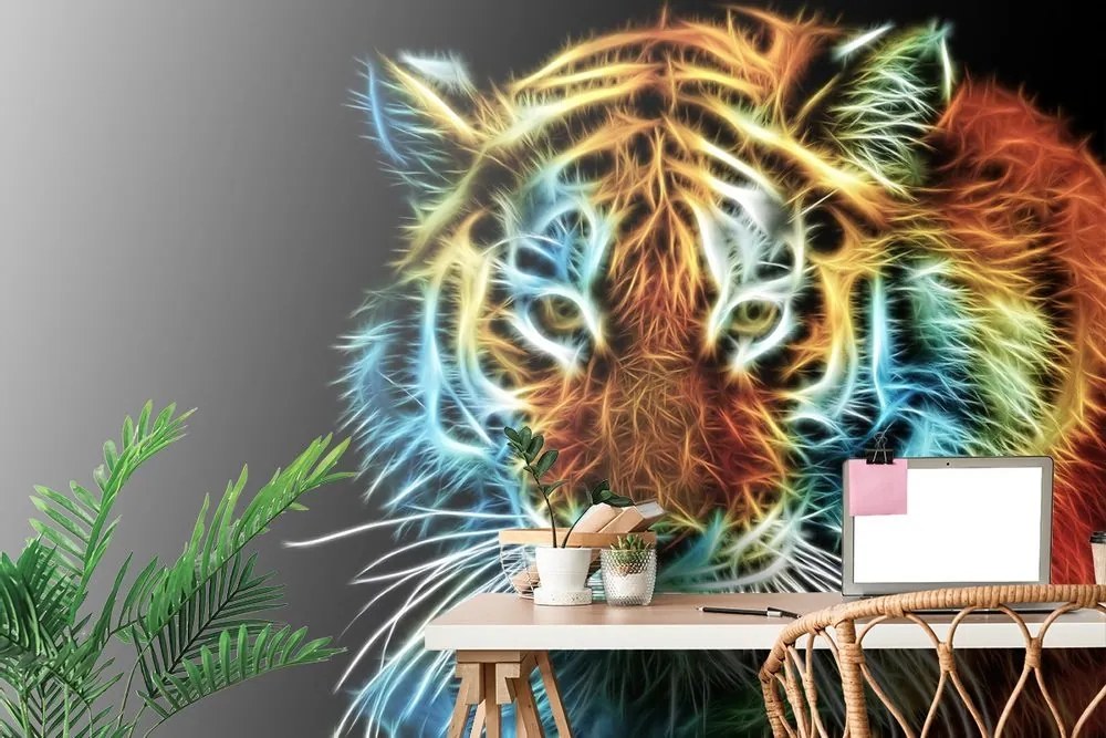 Samolepící tapeta hlava tygra v abstraktním provedení - 150x100 cm