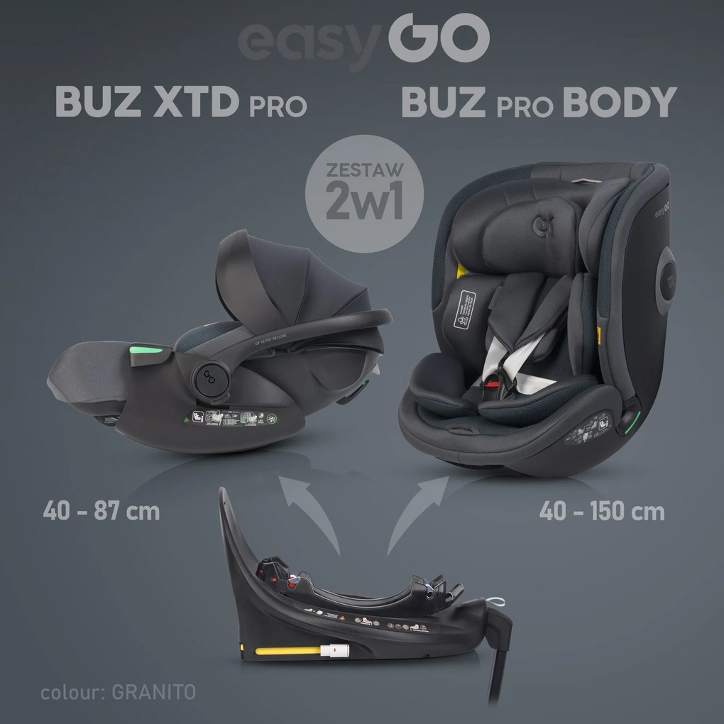 Sada autosedaček EasyGo Buz Xtd Pro a Buz Pro Body 2 v 1 Granito