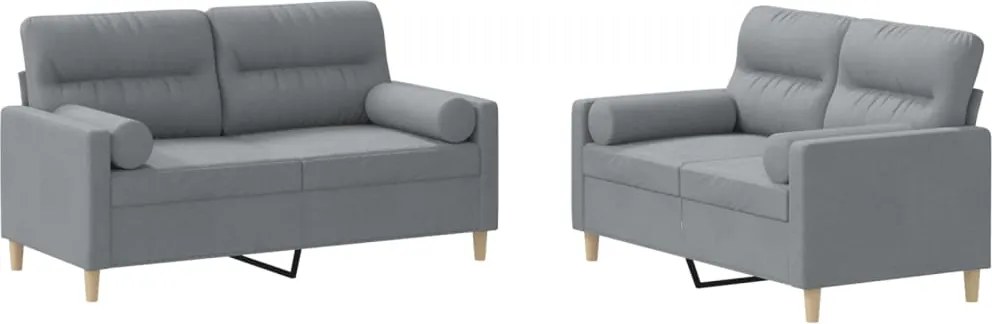 2dílná sedací souprava s polštáři světle šedá textil 3201584