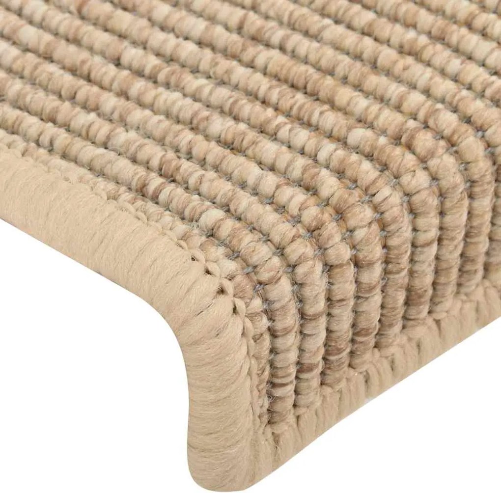 Schodové rohože 15 ks 65 x 21 x 4 cm světle béžové s obdélníkovým okrajem 326909