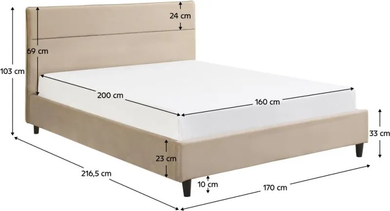 Manželská postel s roštem, hnědá, 160x200, VOLITA Kondela 0000416499