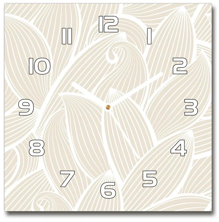 Wallmuralia Skleněné hodiny čtverec Listy vzor 30x30 cm