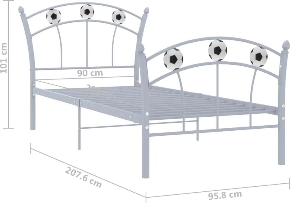 vidaXL Rám postele s fotbalovým motivem kov 90 x 200 cm [324746] Barva: Bílá