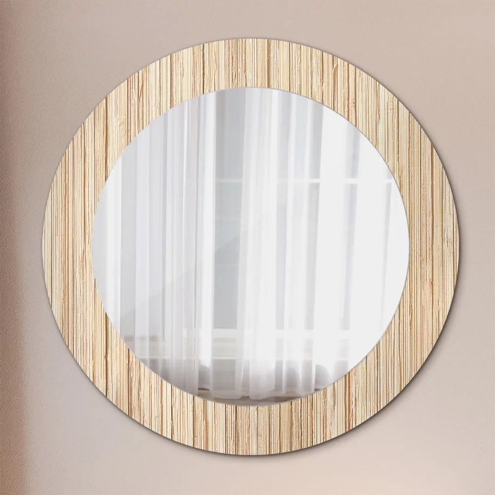 Kulaté dekorativní zrcadlo na zeď Bambusová sláma fi 60 cm