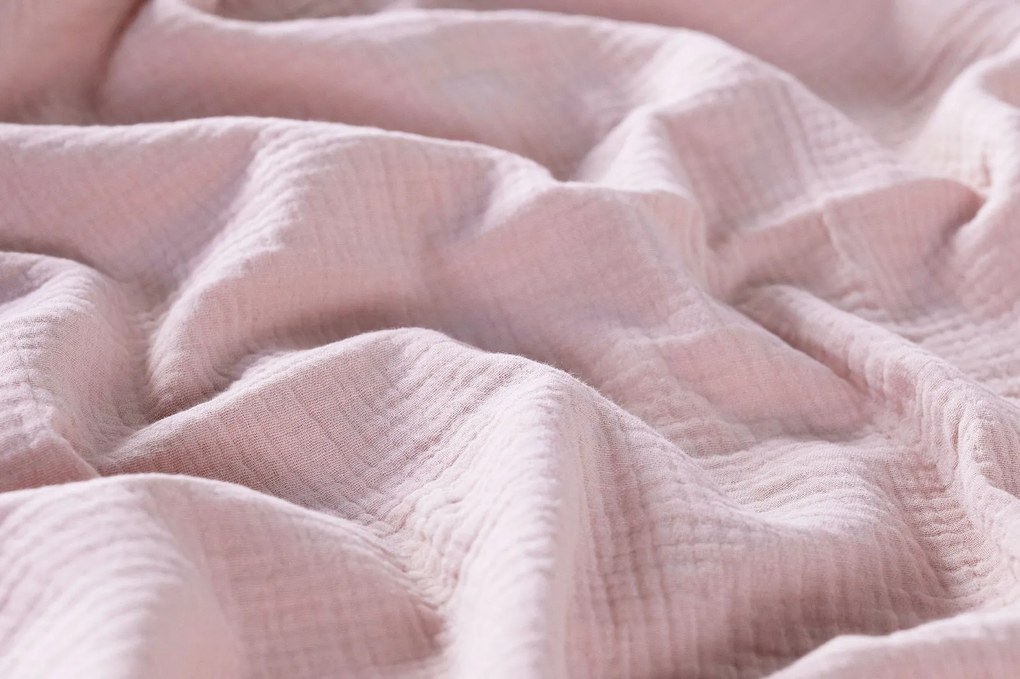 Celoroční mušelínové prodloužené povlečení Soft Pink - GOTS Velikost: 140 x 220 + 70 x 90