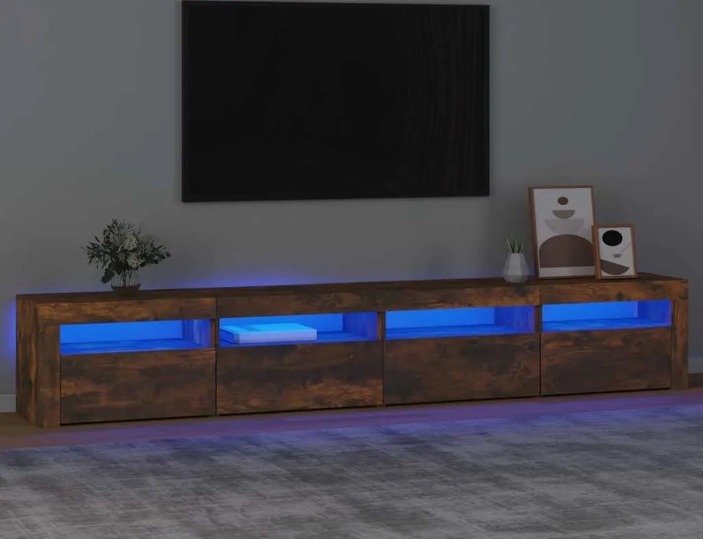 vidaXL TV skříňka s LED osvětlením 240x35x40 cm [3152763] Barva: bílá s vysokým leskem