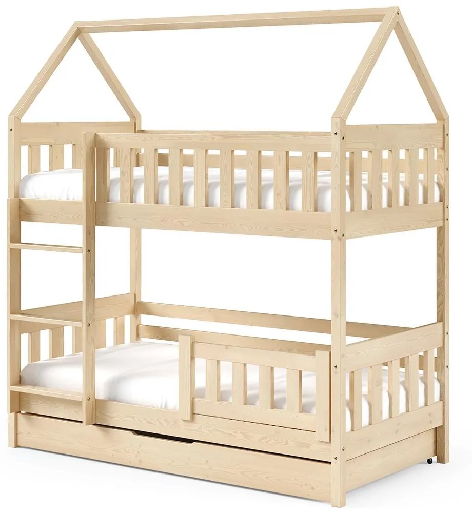 Patrová dětská postel ZUZIA | 80x190 cm 2x | s rošty | přírodní | UNI PROVEDENÍ