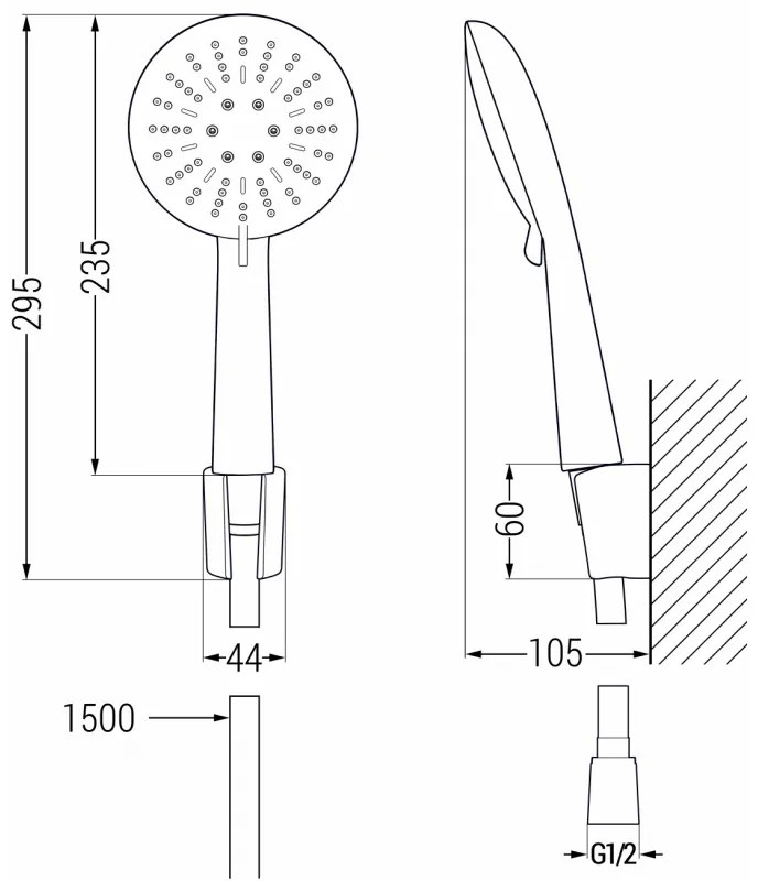 Mexen příslušenství - 1-bodový ruční sprchový set R-67, chrom/bílá, 785675052-00