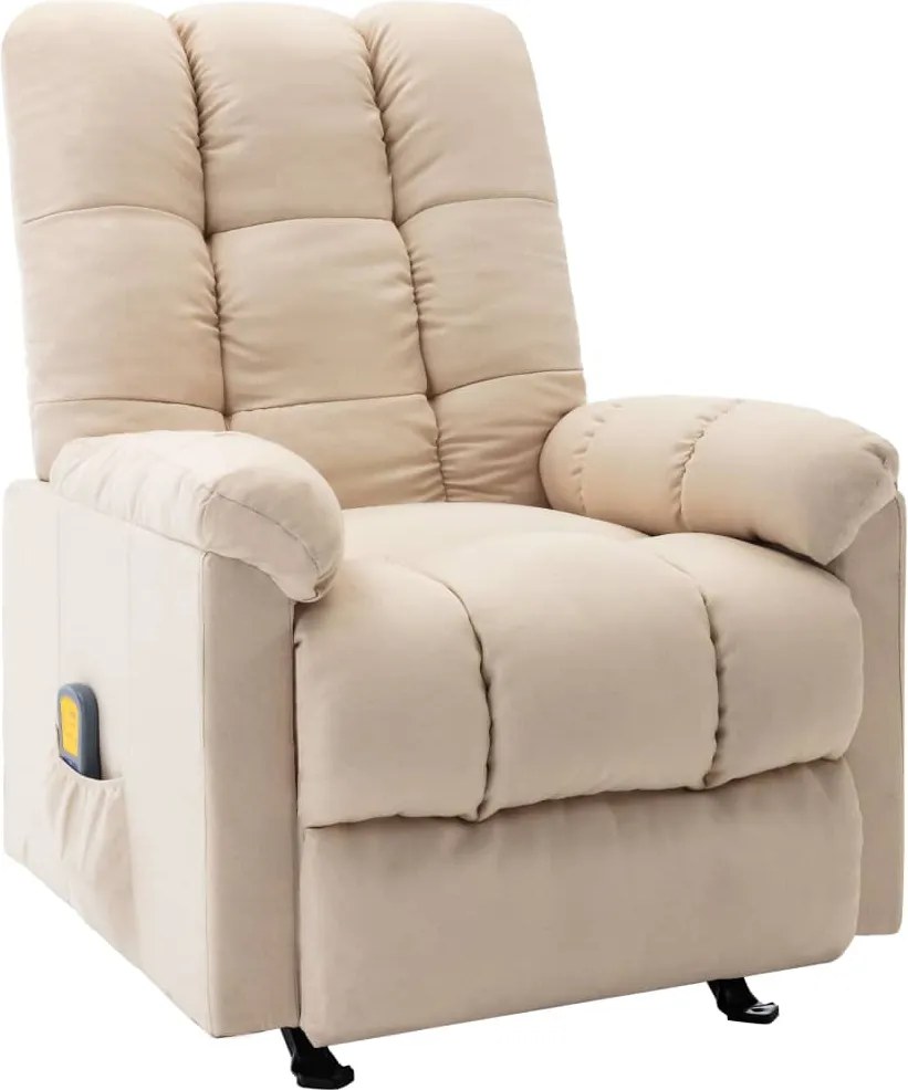 Masážní polohovací křeslo krémové textil 321419