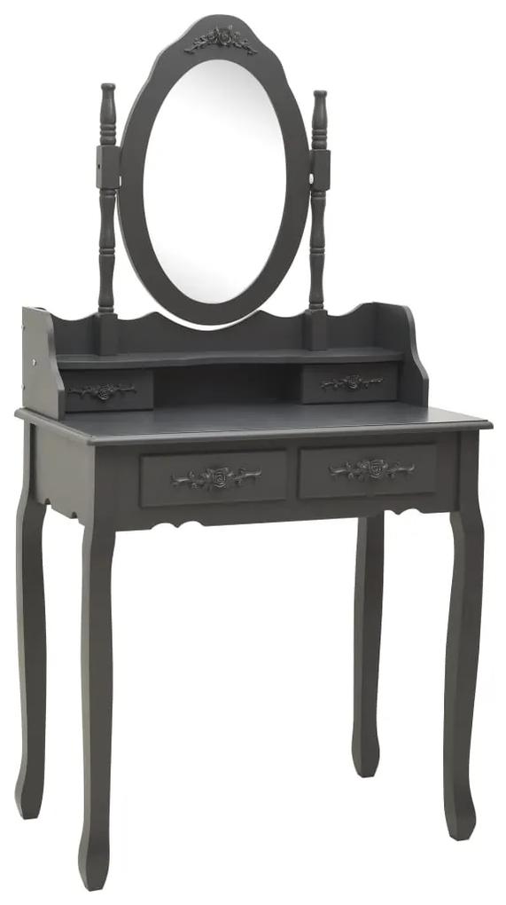 vidaXL Toaletní stolek se stoličkou šedý 75 x 69 x 140 cm pavlovnia