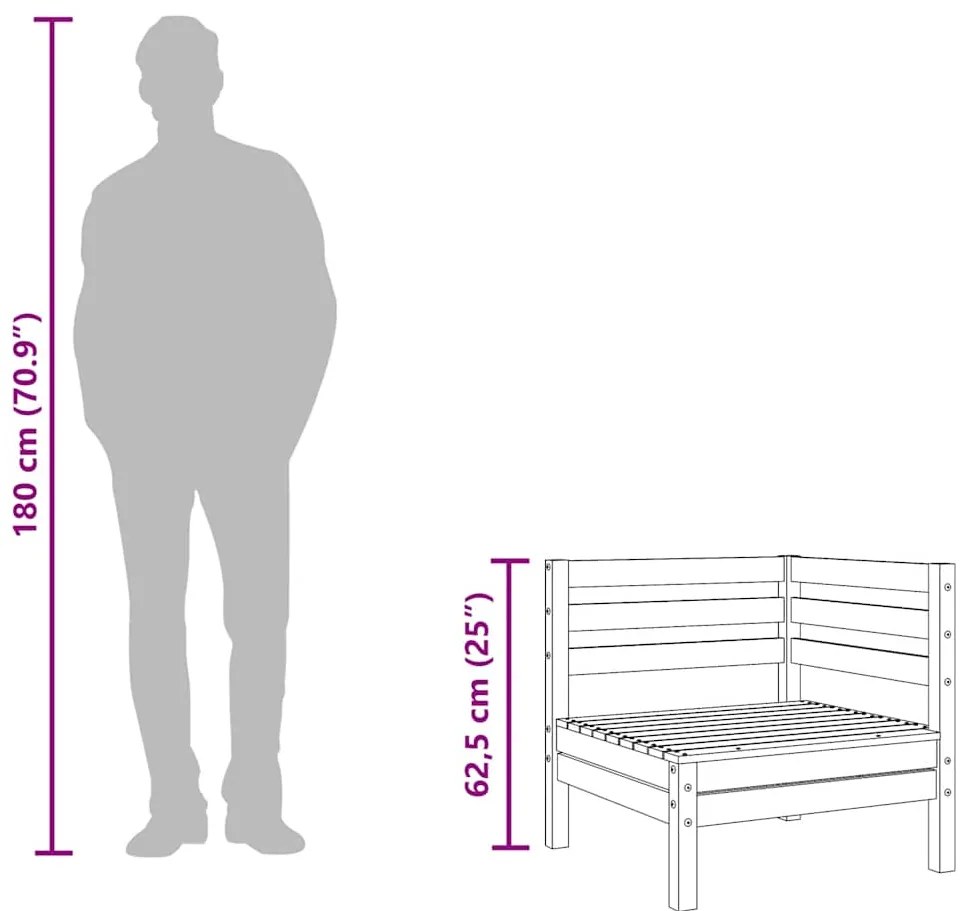 vidaXL Marketos Zahradní rohová pohovka černá masivní borové dřevo