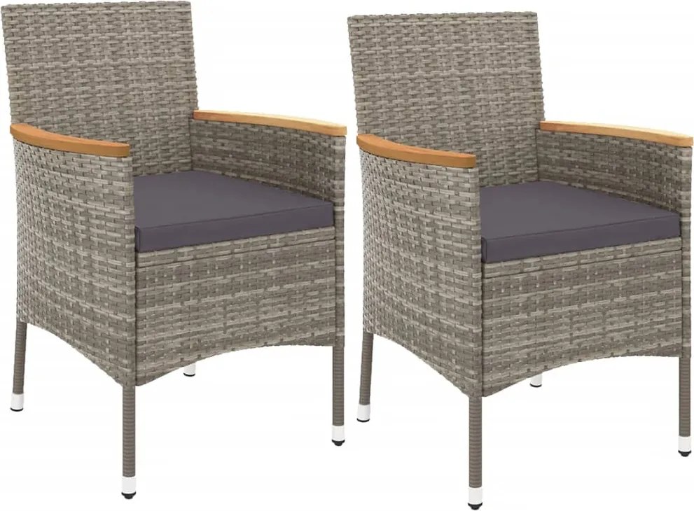 3dílný zahradní bistro set s poduškami šedý polyratan 3187424