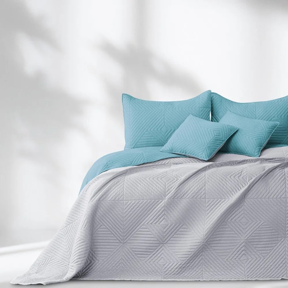 Modrý/světle šedý prošívaný přehoz z mikrovlákna 240x260 cm Softa – Restilo