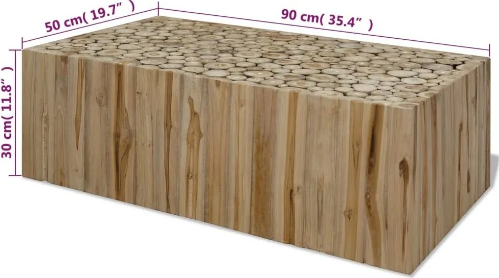 vidaXL Konferenční stolek pravý teak 90 x 50 x 30 cm [244556]