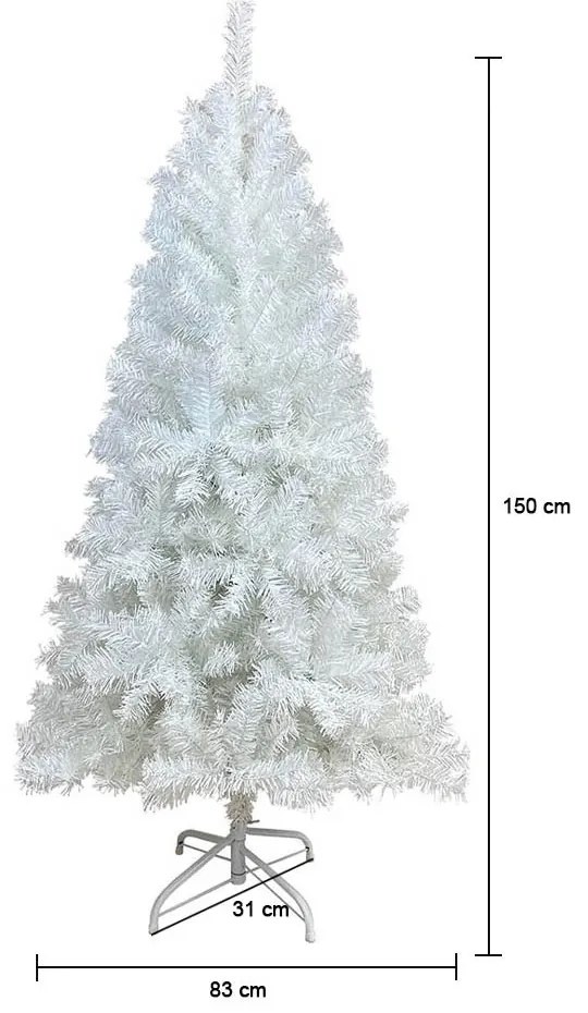Bílý umělý stromek ve více velikostech-150 cm-ový