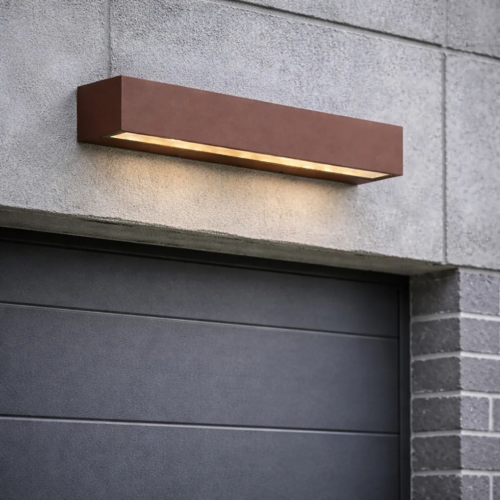 Venkovní průmyslové nástěnné svítidlo rezavě hnědé 38 cm vč. LED IP65 - Hannah