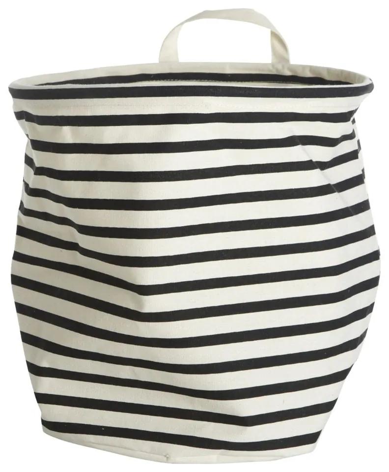 House Doctor Textilní košík Stripes 30 cm, černá barva, bílá barva, textil