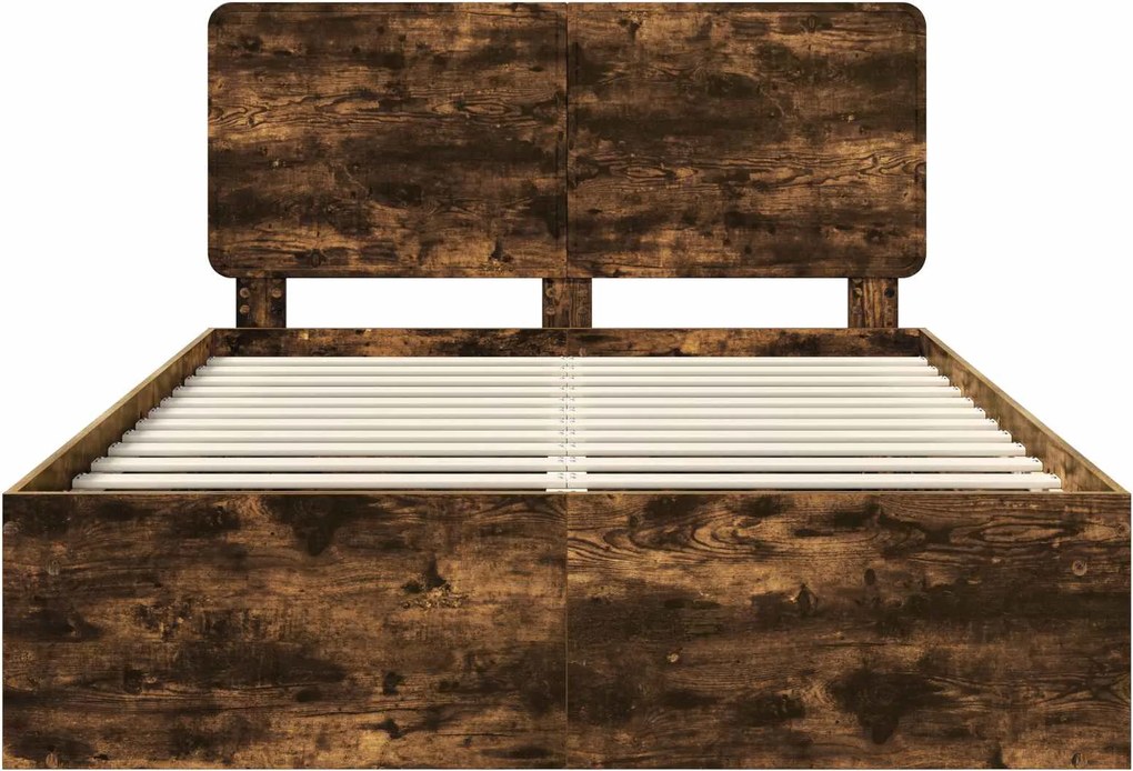 Rám postele Kouřový dub 140 x 190 cm Masivní borové dřevo 3412492