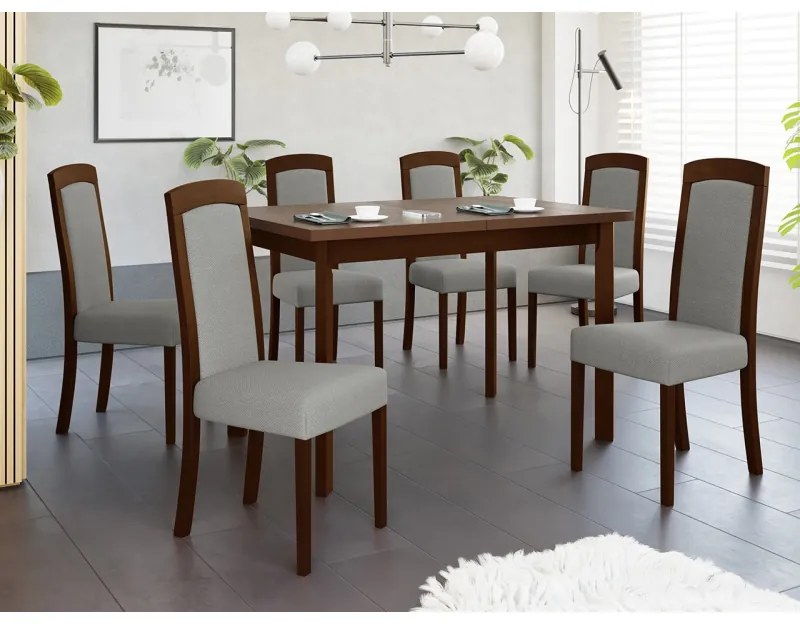Rozkládací stůl se 6 židlemi - AL26, Barva dřeva: bílá-L, Potah: Soro 28