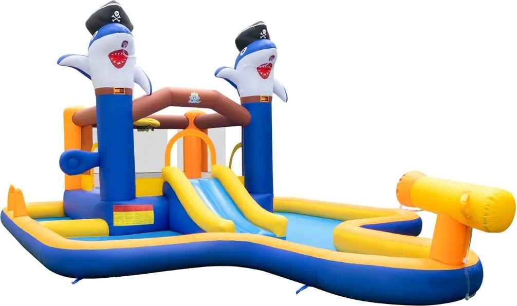 Costway 7 v 1 vodní skluzavka Park nafukovací skákací dům s bazénkem, barvitý