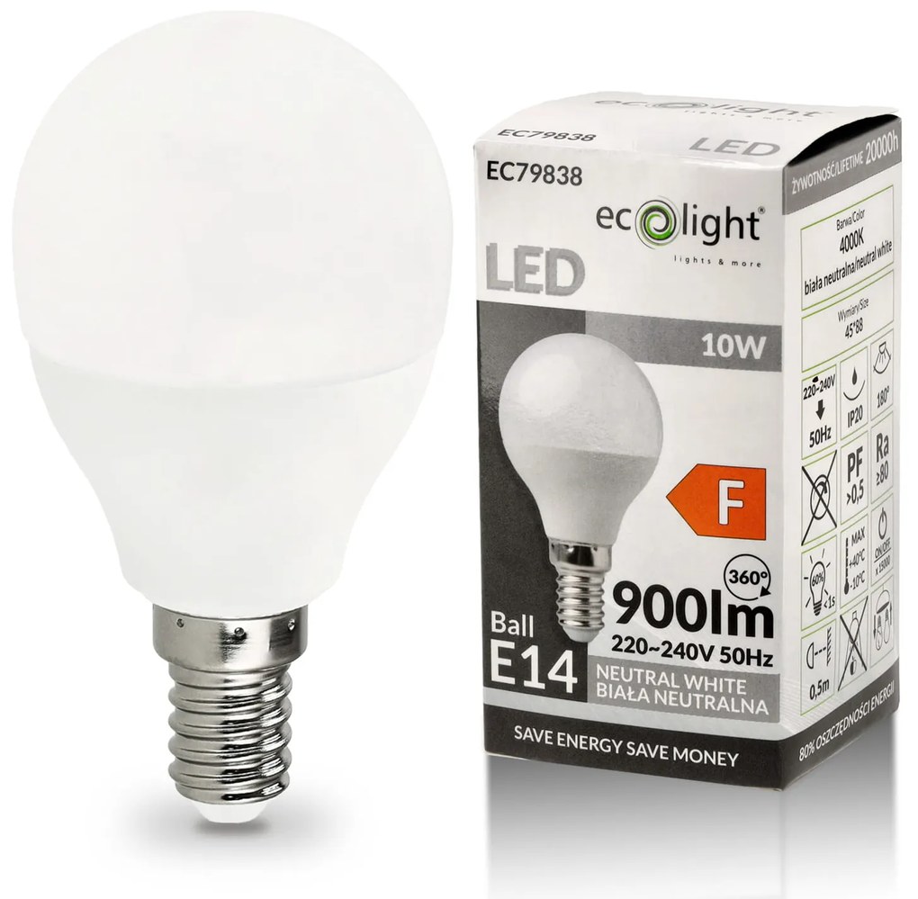 BERGE LED žárovka G45 - E14 - 10W - neutrální bílá