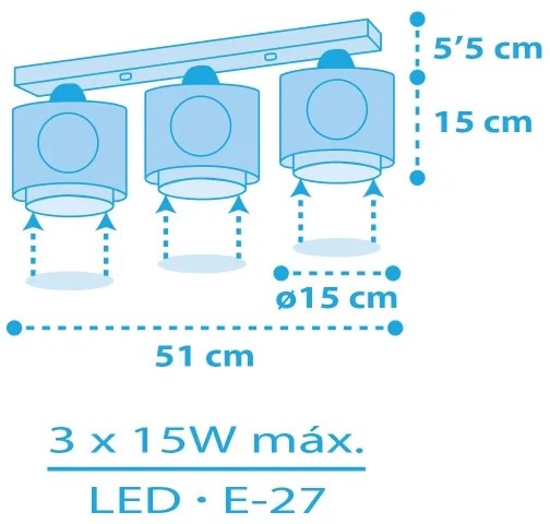 Dalber 60653 - Dětské stropní svítidlo PIRATE ISLAND 3xE27/15W/230V