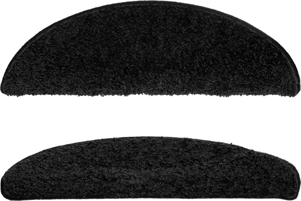 Schodové rohože 15 ks 56 x 17 x 3 cm černé, půlkulaté 133893