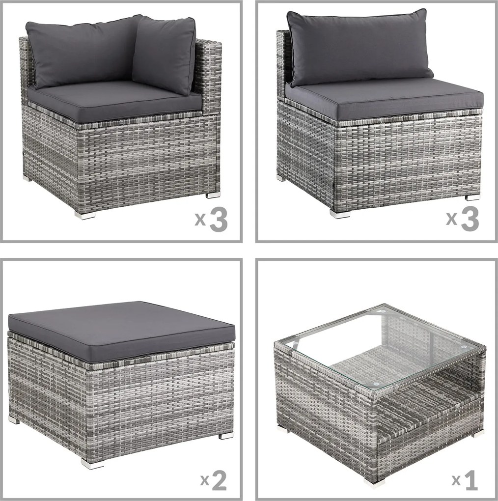 Deuba Zahradní ratanový set XXL - šedá/antracit podušky