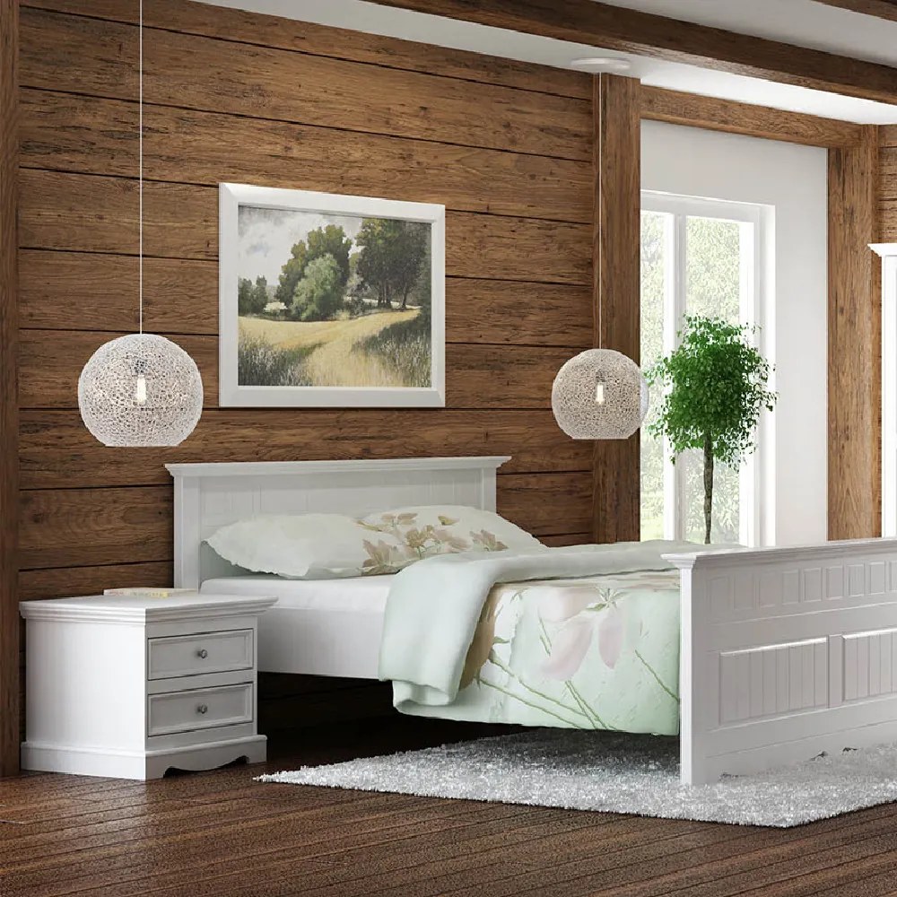 Massive home | Belluno Elegante noční stolek z masivu bílý