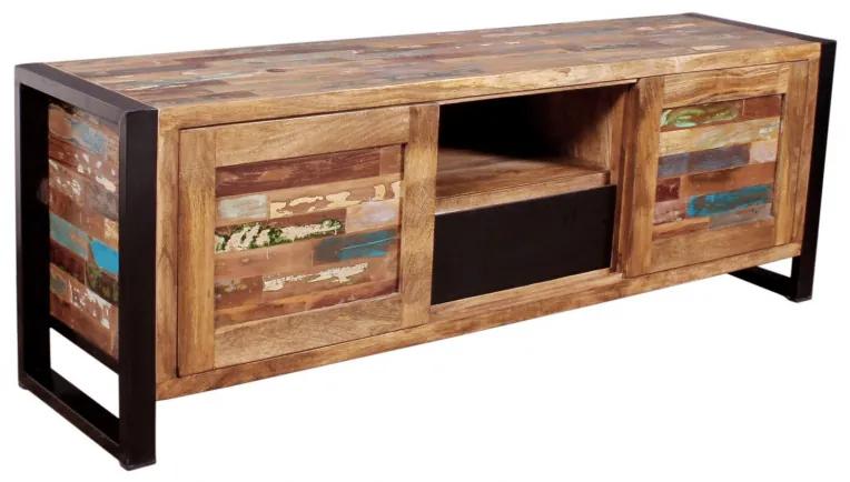 TV stolek z recyklovaného dřeva a kovu Moex