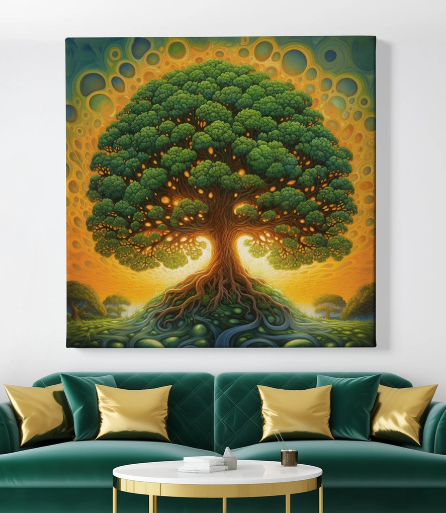 Obraz na plátně - Košatý strom života FeelHappy.cz Velikost obrazu: 100 x 100 cm