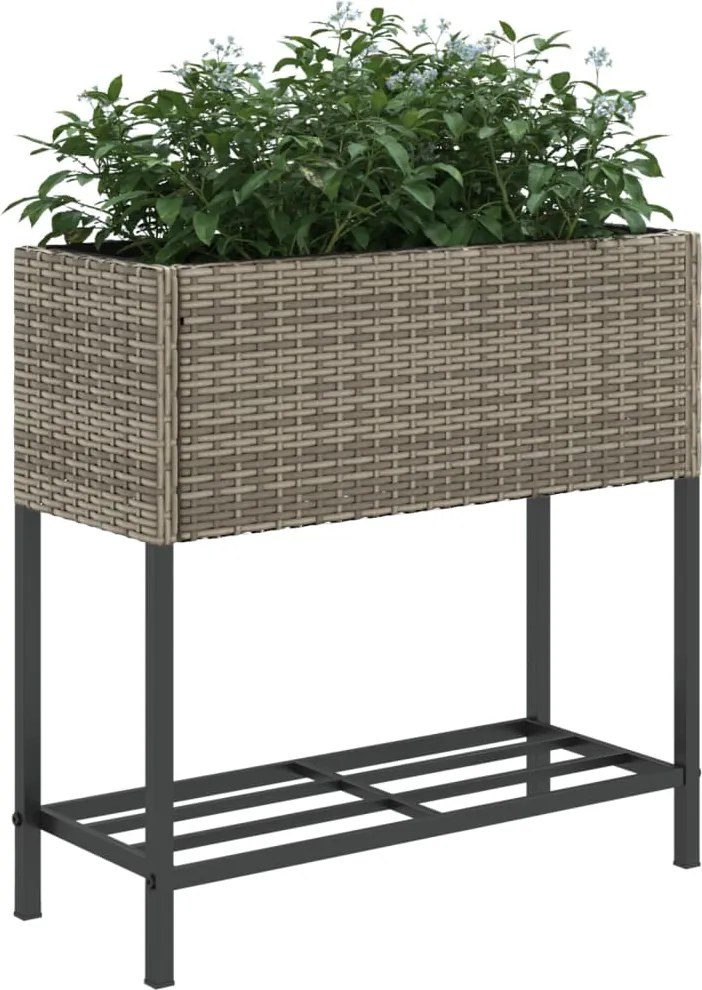 Zahradní truhlíky s policí 2 ks šedé 70 x 28 x 70 cm 3210512