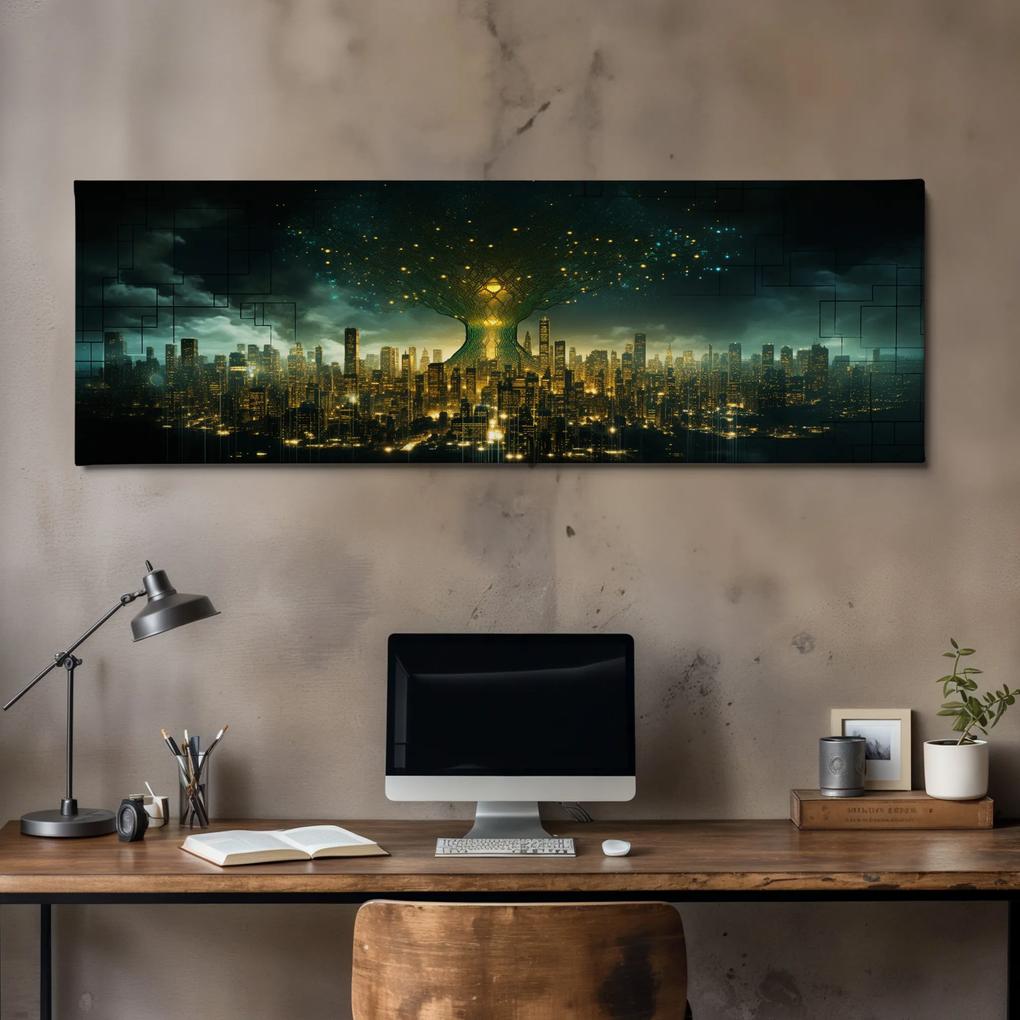 Obraz na plátně - Stromový kód - Město stínů FeelHappy.cz Velikost obrazu: 150 x 50 cm