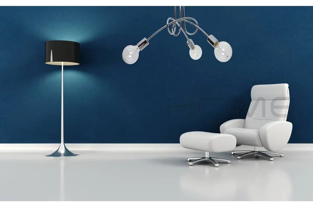 Stropní svítidlo Edison 3, chromové tělo svítidla