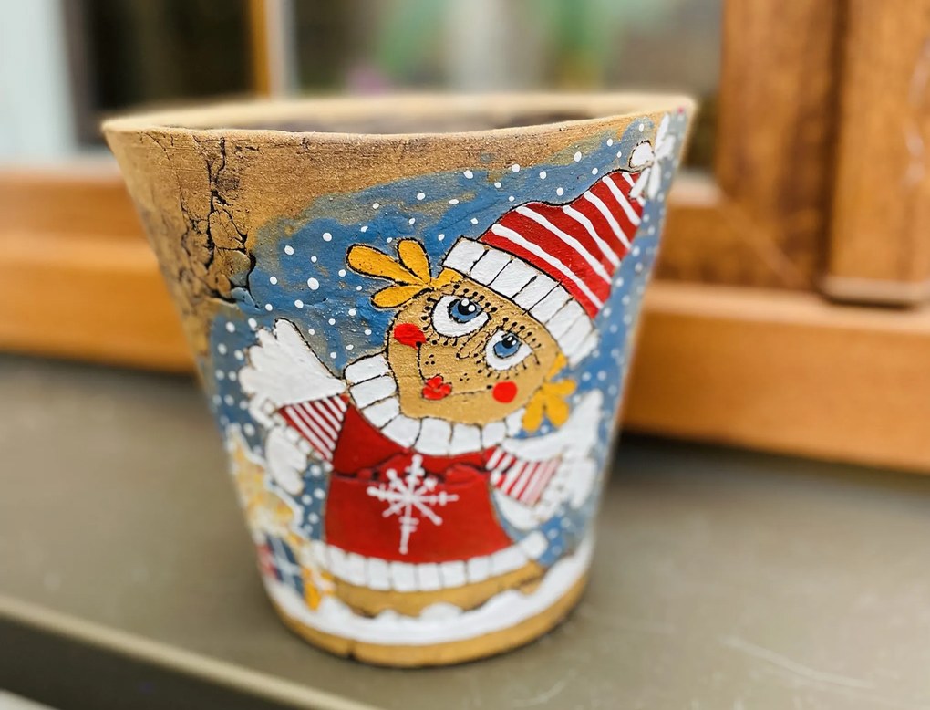 Keramika Javorník Květináč velký  - vánoční andílek