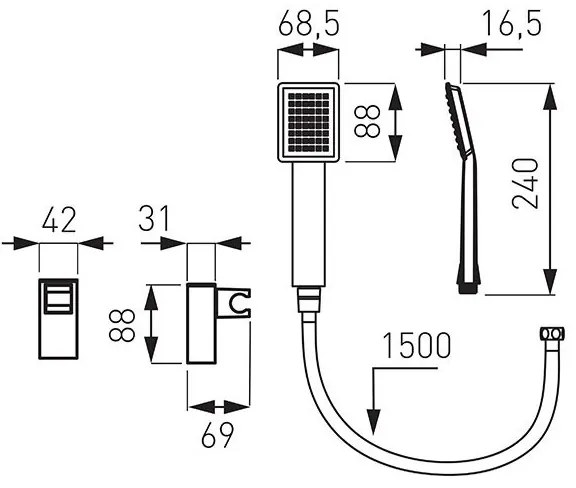 Novaservis Ferro - Sprchová souprava bodová s hadicí a držákem sprchy, chrom, U170B