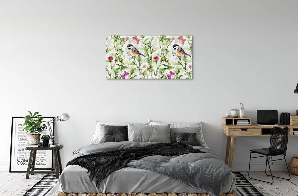 Obrazy na plátně Maloval pták v trávě 125x50 cm