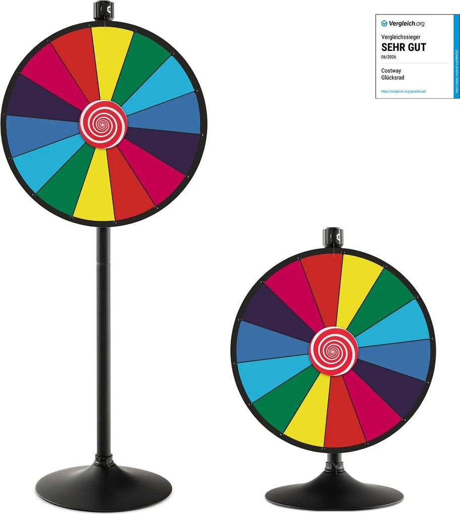 Costway Ø 60 cm Wheel of Fortune se stojanem Cenové kolo Výškově nastavitelné