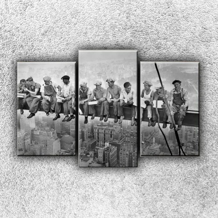 3 dílný obraz Dělníci na traverze