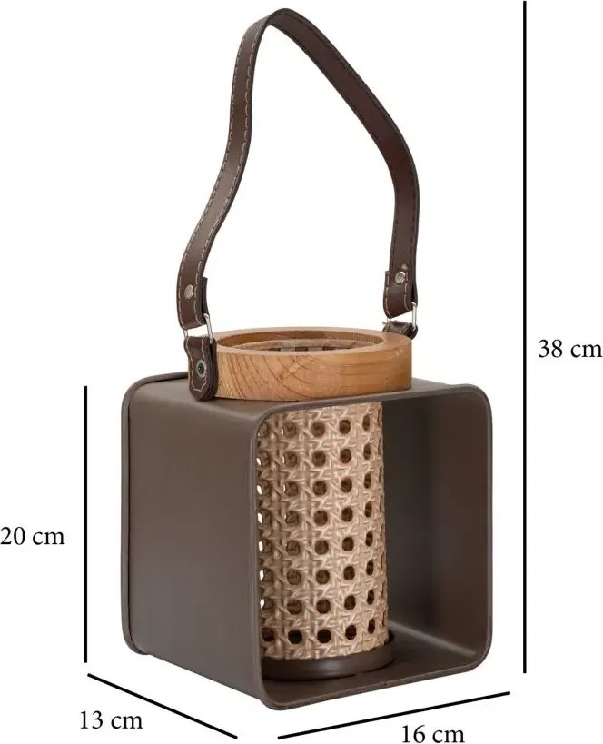 Lucerna Rattan 20 cm hnědá