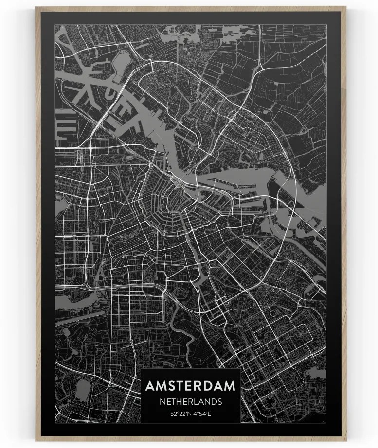 Plakát / Obraz Mapa Amsterdam 40 x 50 cm Tiskové plátno