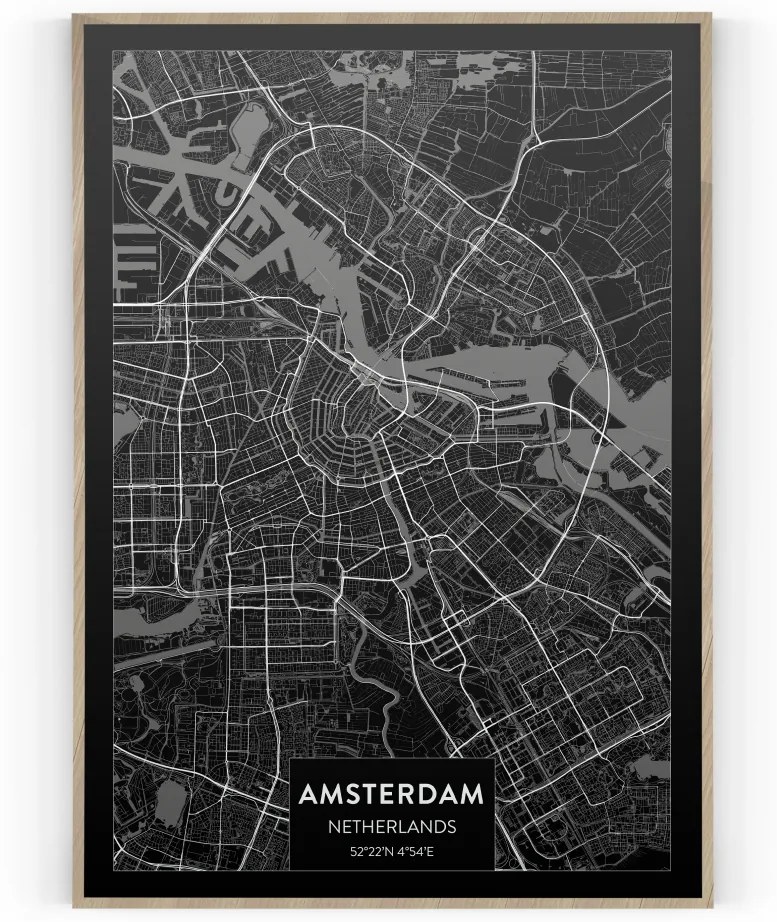 Plakát / Obraz Mapa Amsterdam Pololesklý saténový papír 210 g/m² A4 - 21 x 29,7 cm