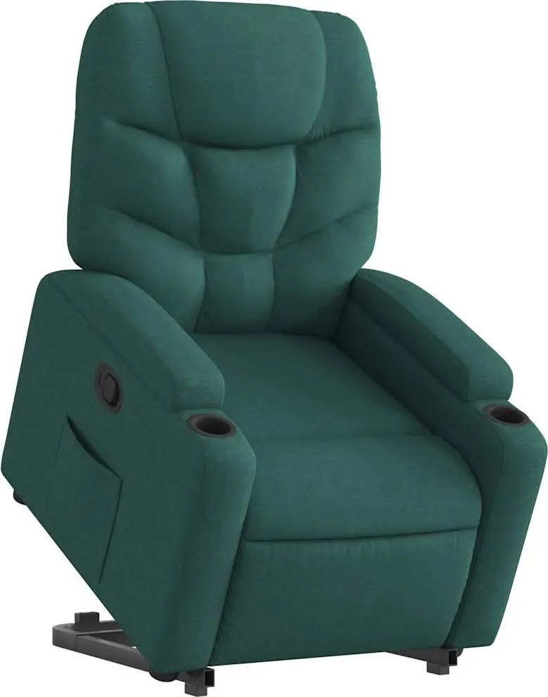 Zvedací polohovací křeslo tmavě zelené textil 3204602