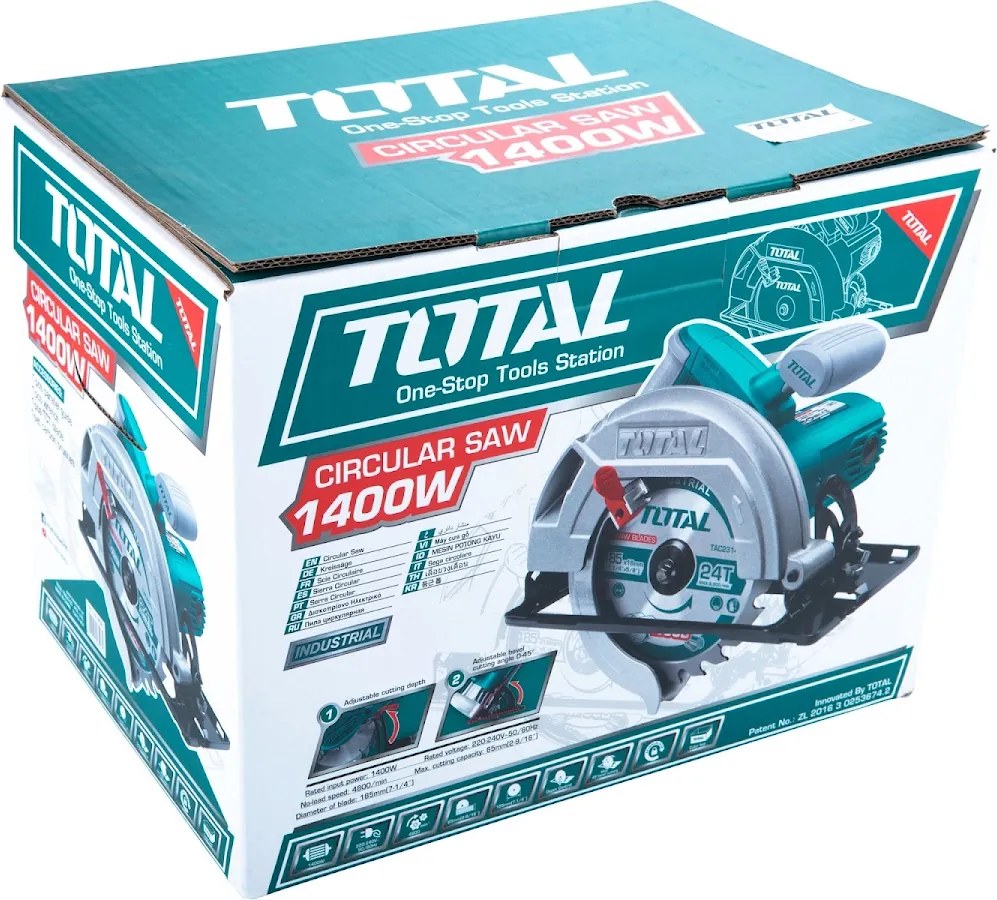 TOTAL Pila kotoučová, 185 mm, 1400 W TS1141856