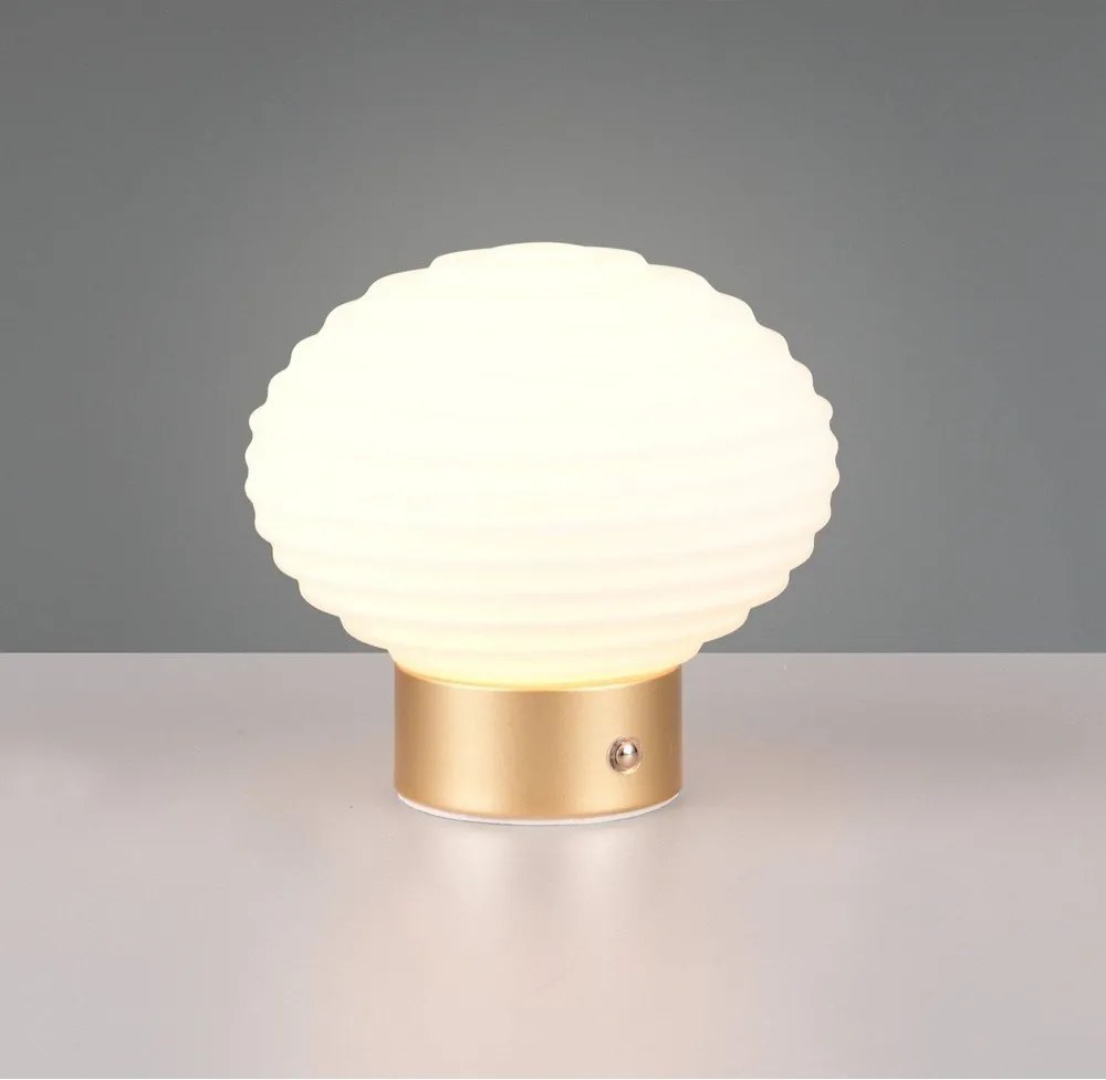 Stmívatelná LED stolní lampa v bílé a zlaté barvě se skleněným stínidlem (výška 14,5 cm) Earl – Reality